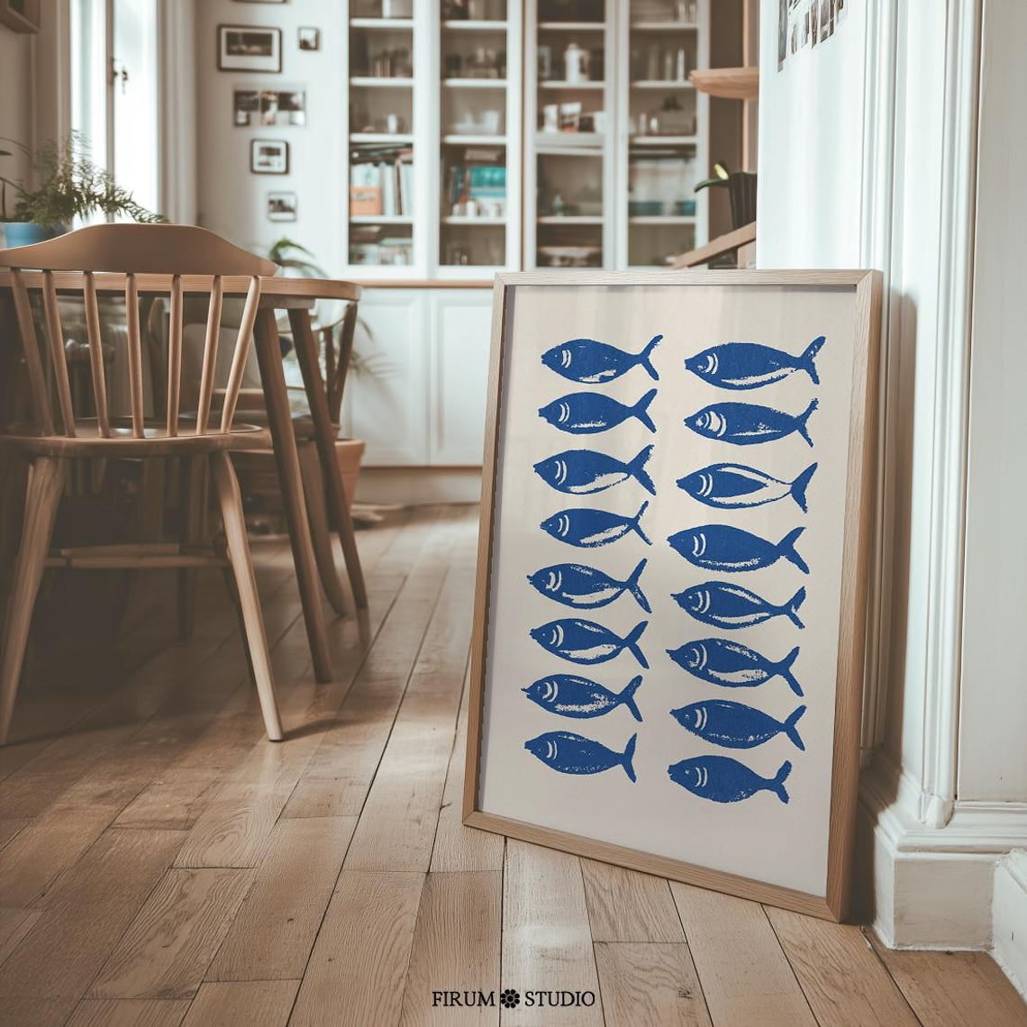 Blue Fish Coastal Printable Wall Art, Retro Ocean Digital Print ...