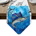 Blue Fish Coastal Table Runner Linen Burlap Table Runner 90 Inches Long ...
