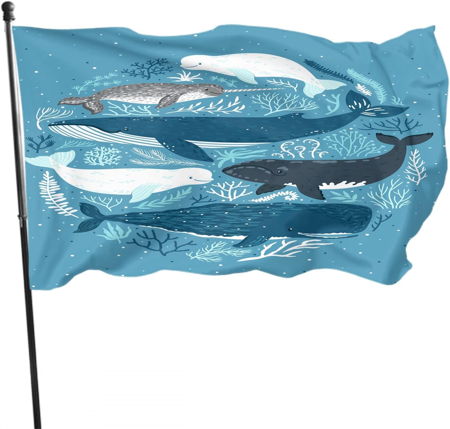 Blue Fish Flag Double Sided Seasonal Banners Nature Nautical Ocean Sea ...