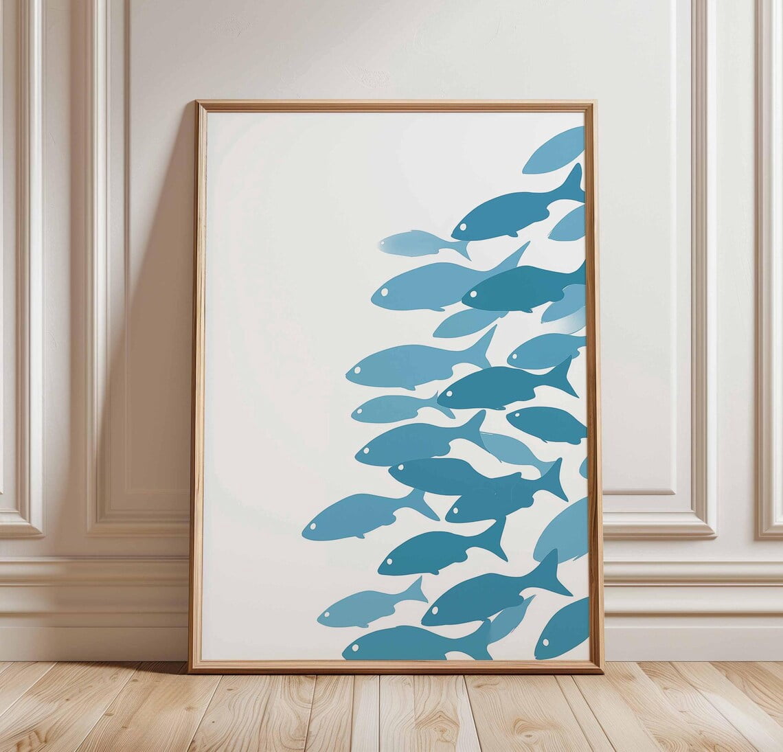 Blue Fish Poster Minimalist Ocean Wall Art Coastal Sea Life Decor ...