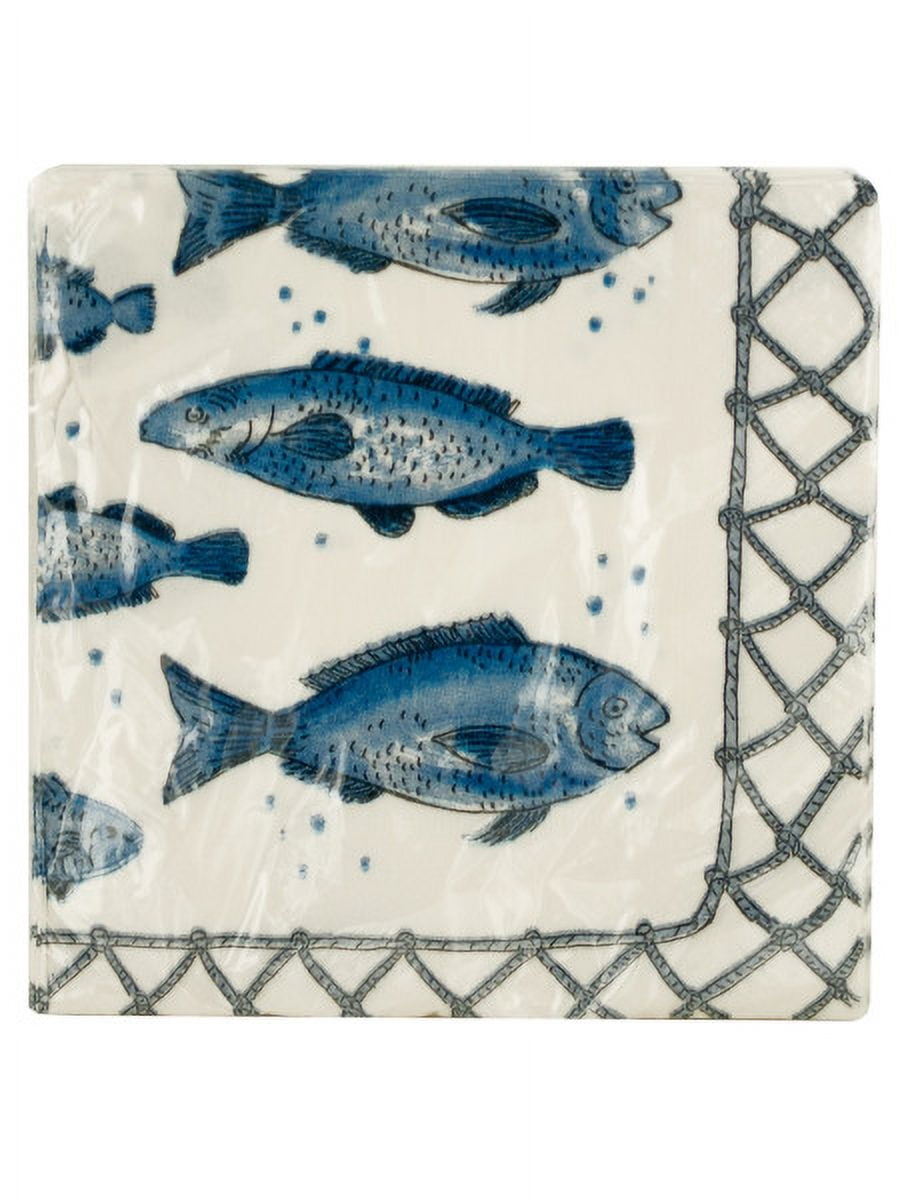 Blue Fish Print Cocktail Napkins, 24 Count - Walmart.com