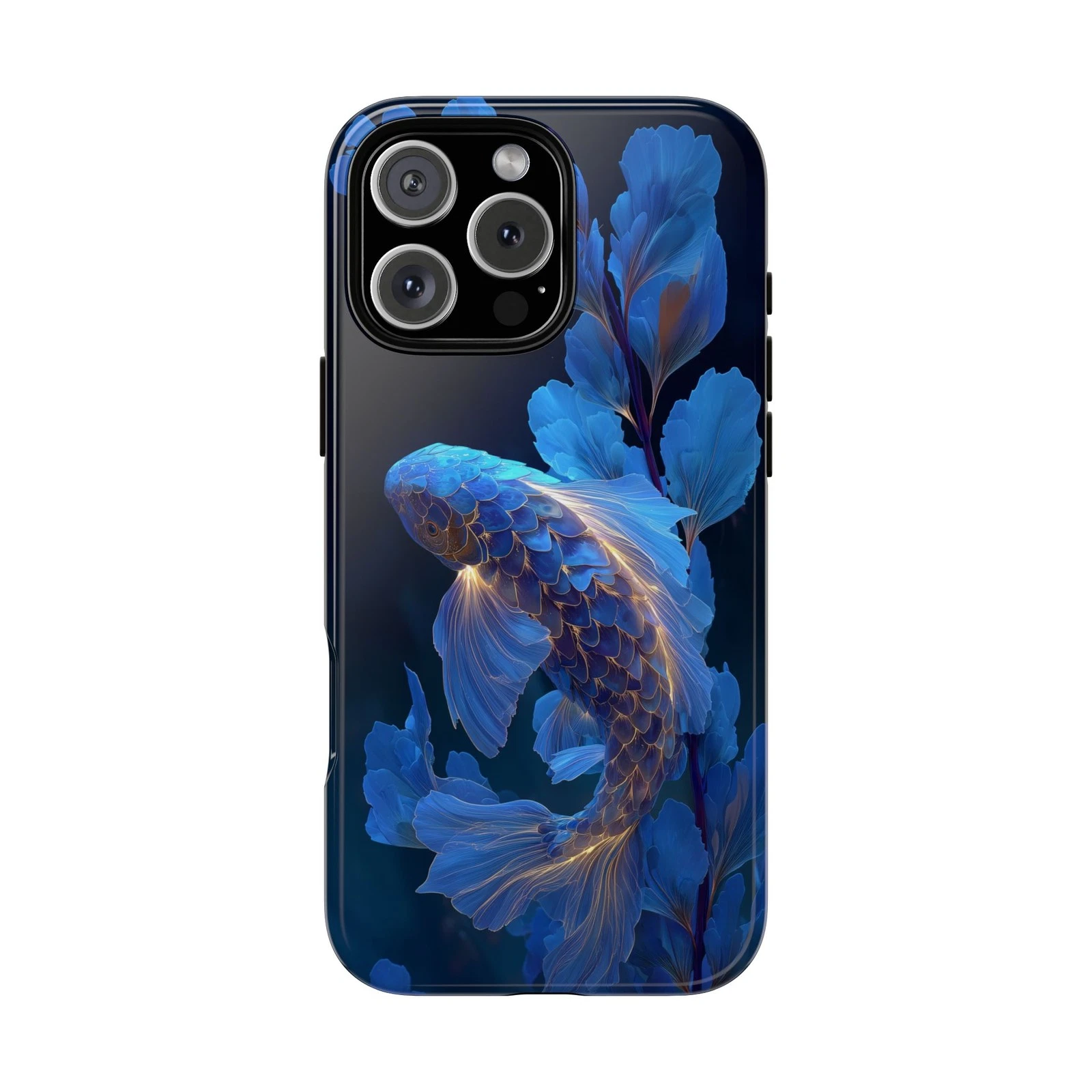 Blue Fish Sapphire Ocean Waves Phone Case for iPhone 11 to 16 Pro Max ...