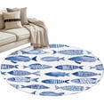 Blue Fish Scale Round Rug 3.3ft Washable Circle Entryway Rugs Non Slip ...