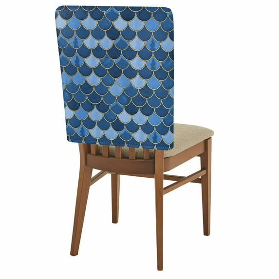 Blue Fish Scales Chair Back Covers Set of 8, Ombre Fish Tail Abstract ...