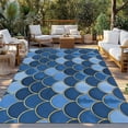 Blue Fish Scales Indoor Outdoor Rugs 5x8 Ft, Ombre Fish Tail Abstract ...