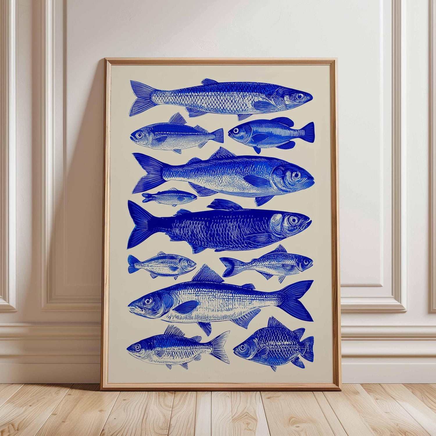 Blue Fish, Style Fish Print, Coastal Wall Art, Nautical Illustration ...
