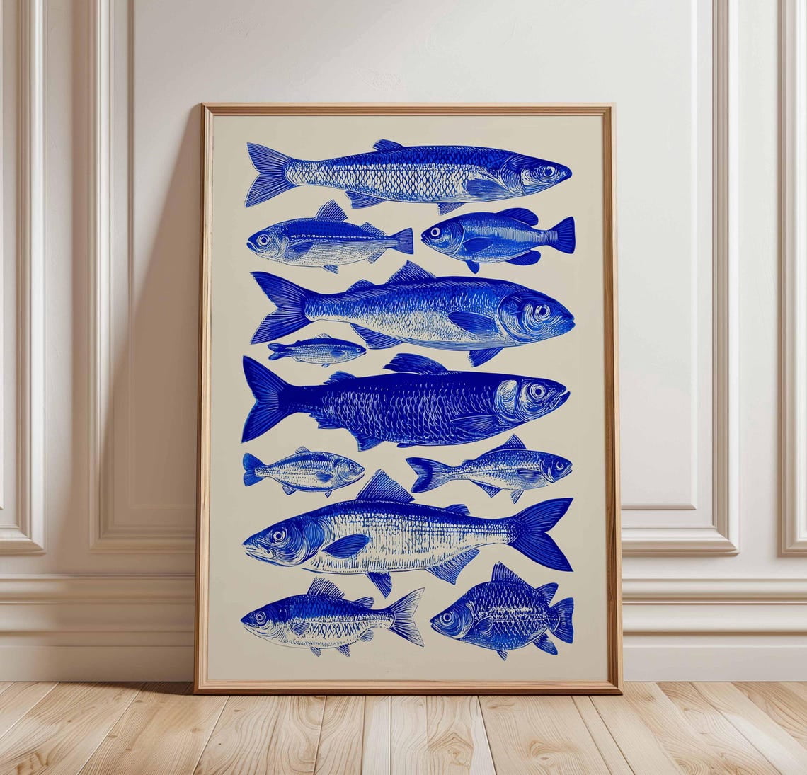 Blue Fish Vintage Style Coastal Wall Art Nautical Marine Life Decor ...