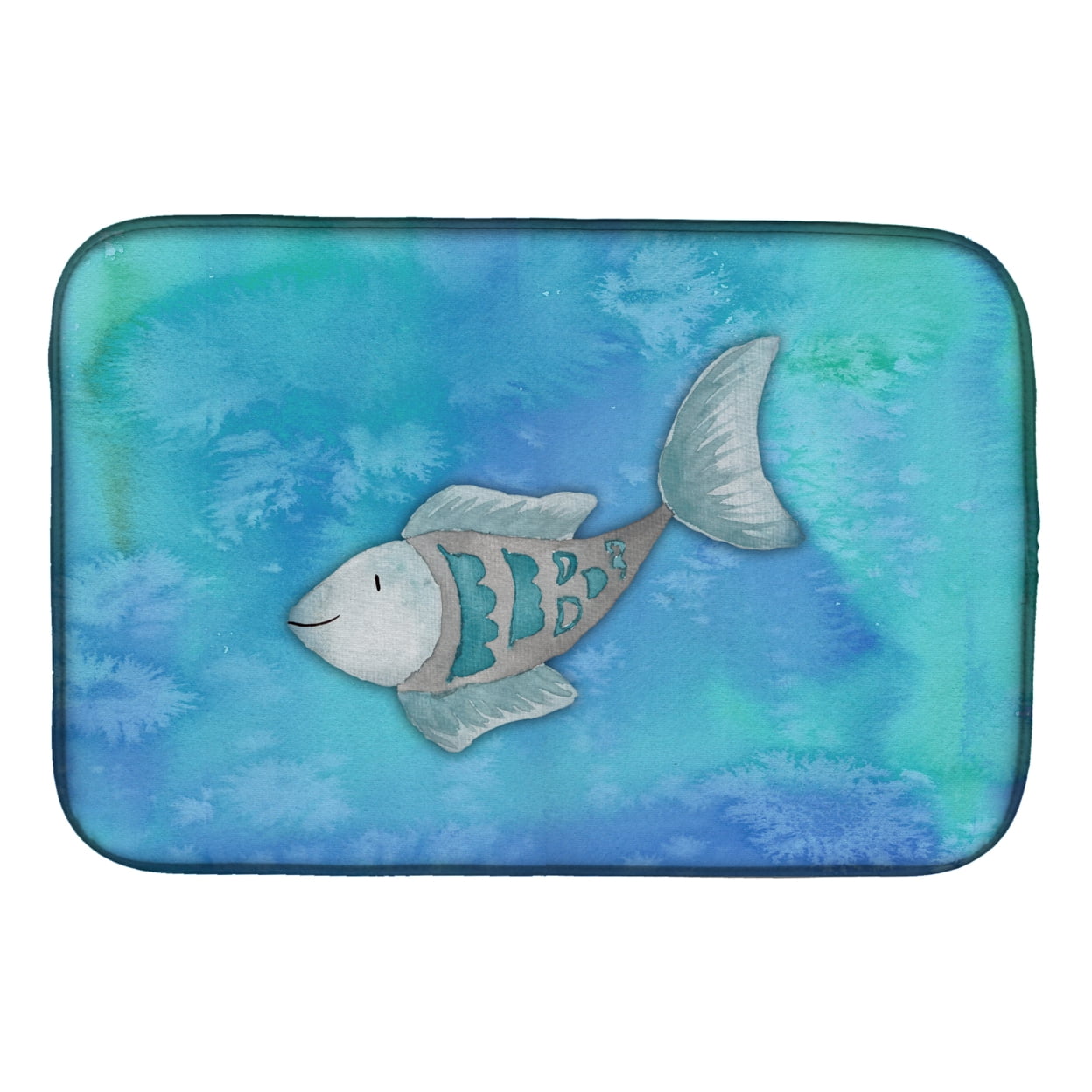 Blue Fish Watercolor Dish Drying Mat - Walmart.com