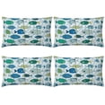 Blue Fishes Lumbar Pillow Covers 12 x 20 Inch Pillow Covers Set of 4 ...