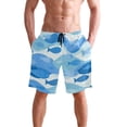 Blue Fishes in Waves Men's Swim Trunks Beach Shorts Bathing Bottoms XL ...