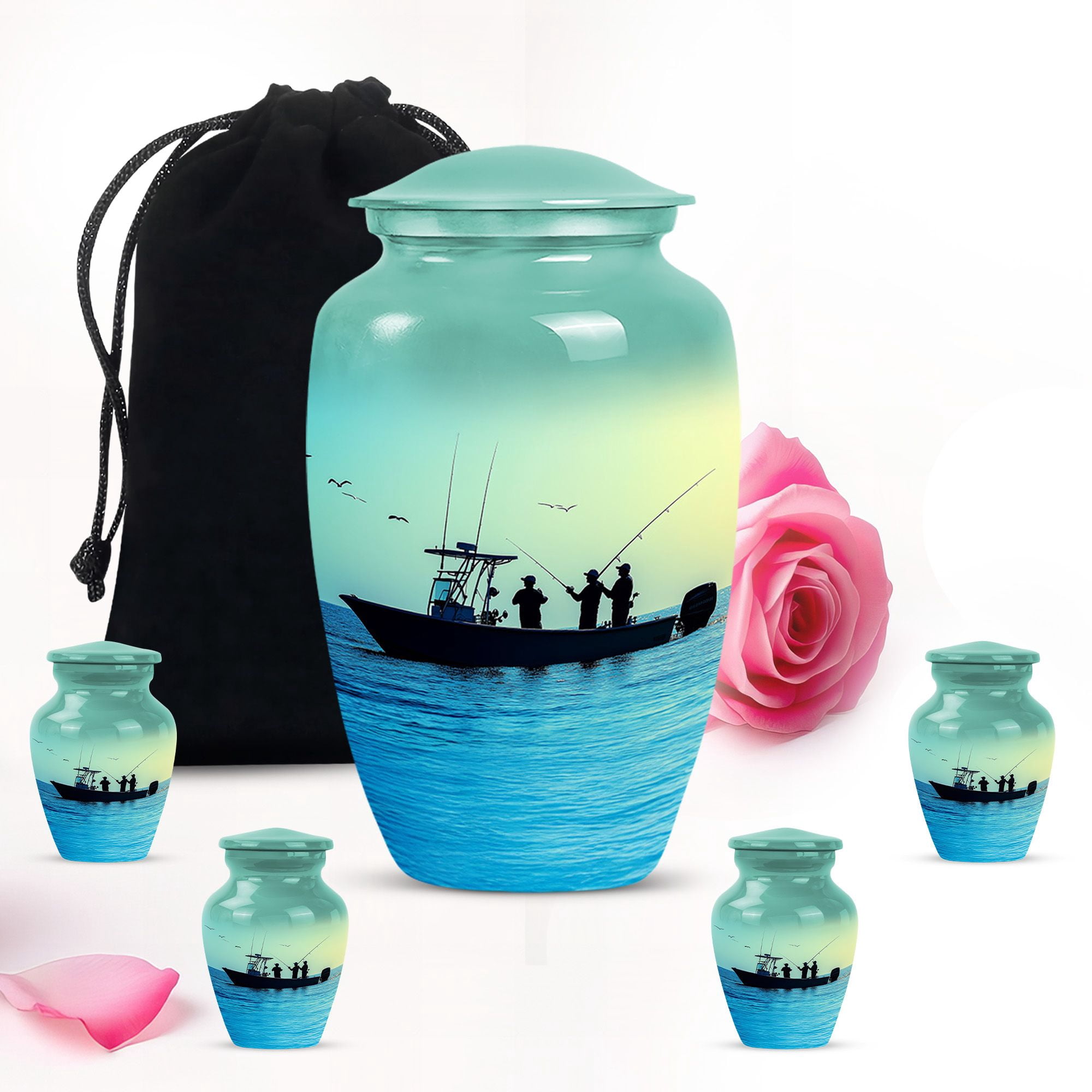 Blue Fishing BoatLarge funeral urns for adult ashes men - Small ...