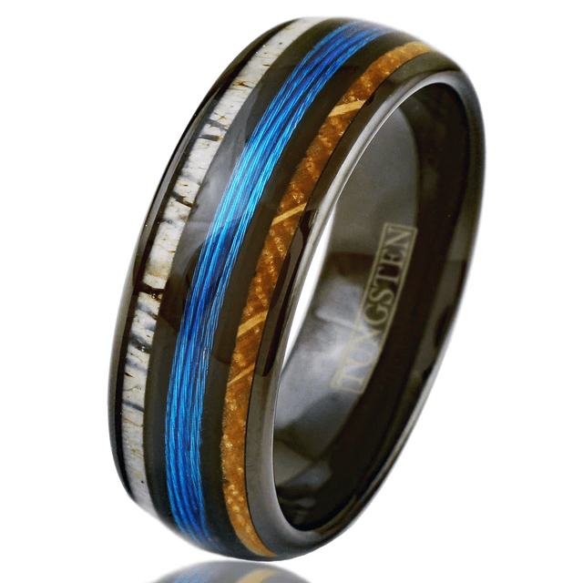 Blue Fishing Line Tungsten Carbide Wedding Band Ring for Men & Women â ...