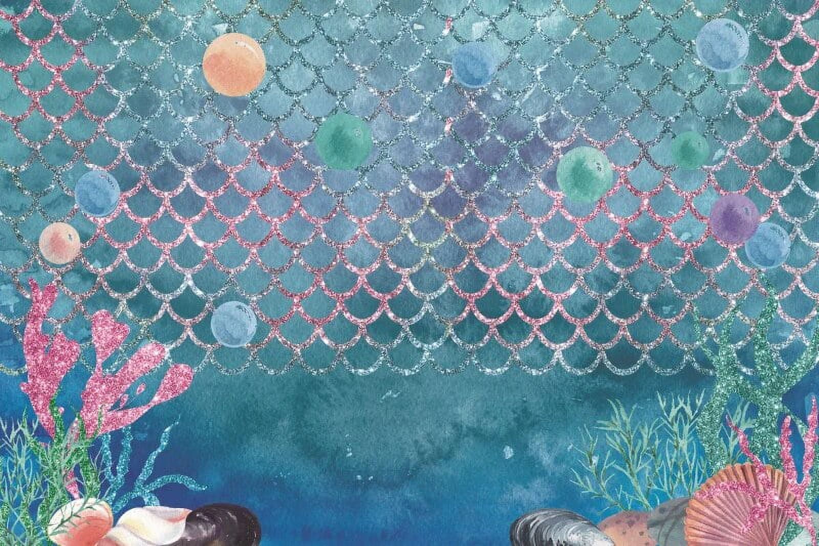 Blue Fishing Net Seabed Backdrop Shell Mermaid Coral Dark Ocean World ...