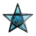 Blue Five Pointed Star Windproof Candlestick Iron Stained Glass Wind ...