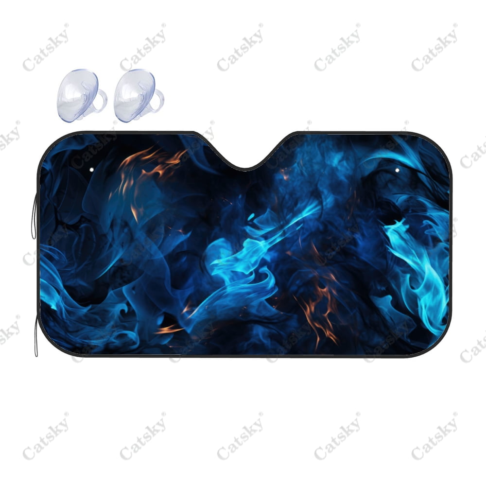 Blue Flame Art Car Windshield Sunshade Front Auto Car Windshield Sun Shade Blocks Uv Rays Sun ...