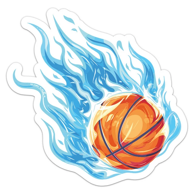 Blue Flame Basketball Ball Sticker Phone Decal Water Bottle Stickers ...