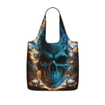 Blue Flame Fire Skull Burning Foldable Reusable Shopping Bag Large ...