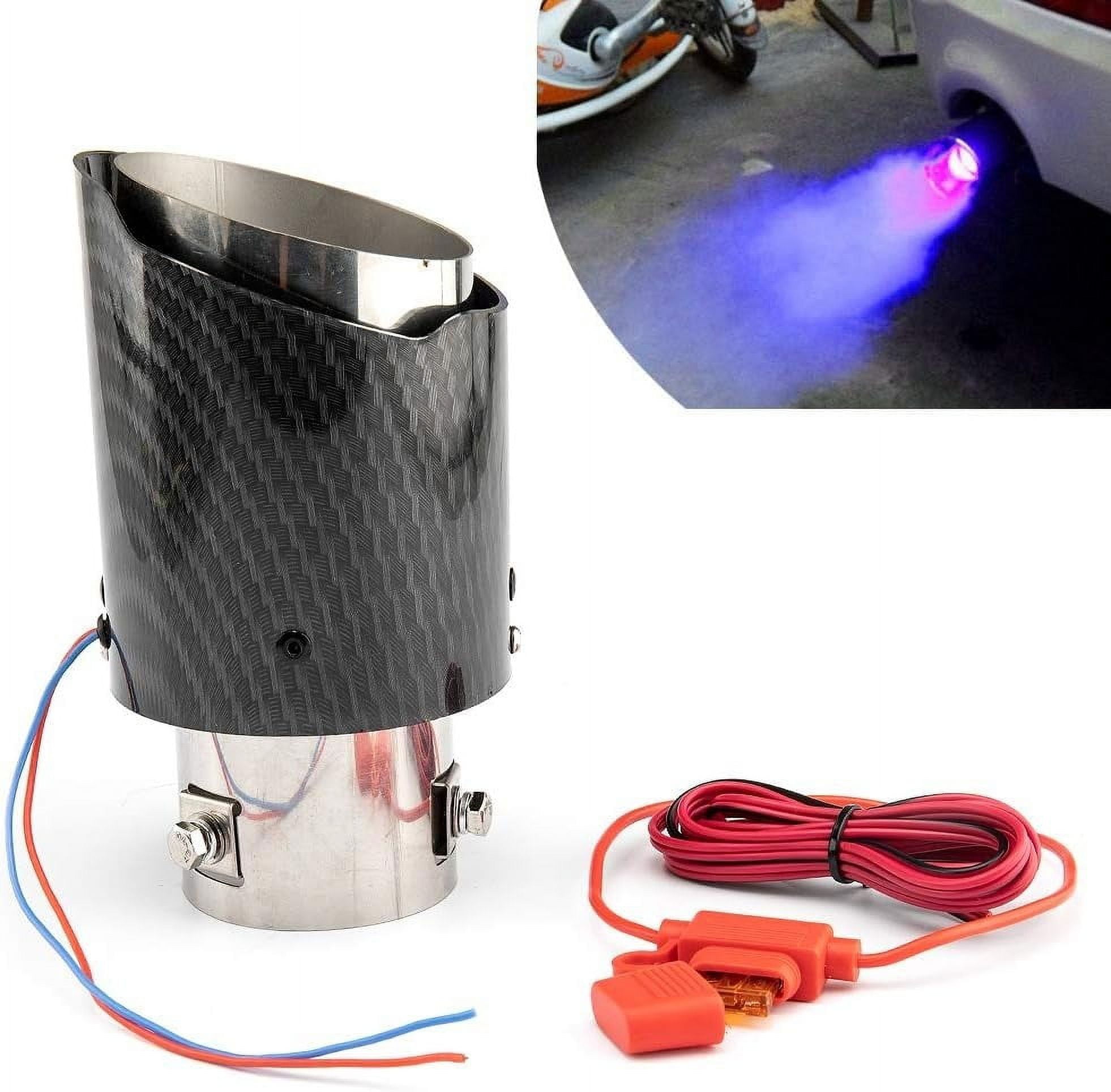 Blue Flame Led Exhaust Muffler Tip Carbon Fiber Racing Automobile Car ...