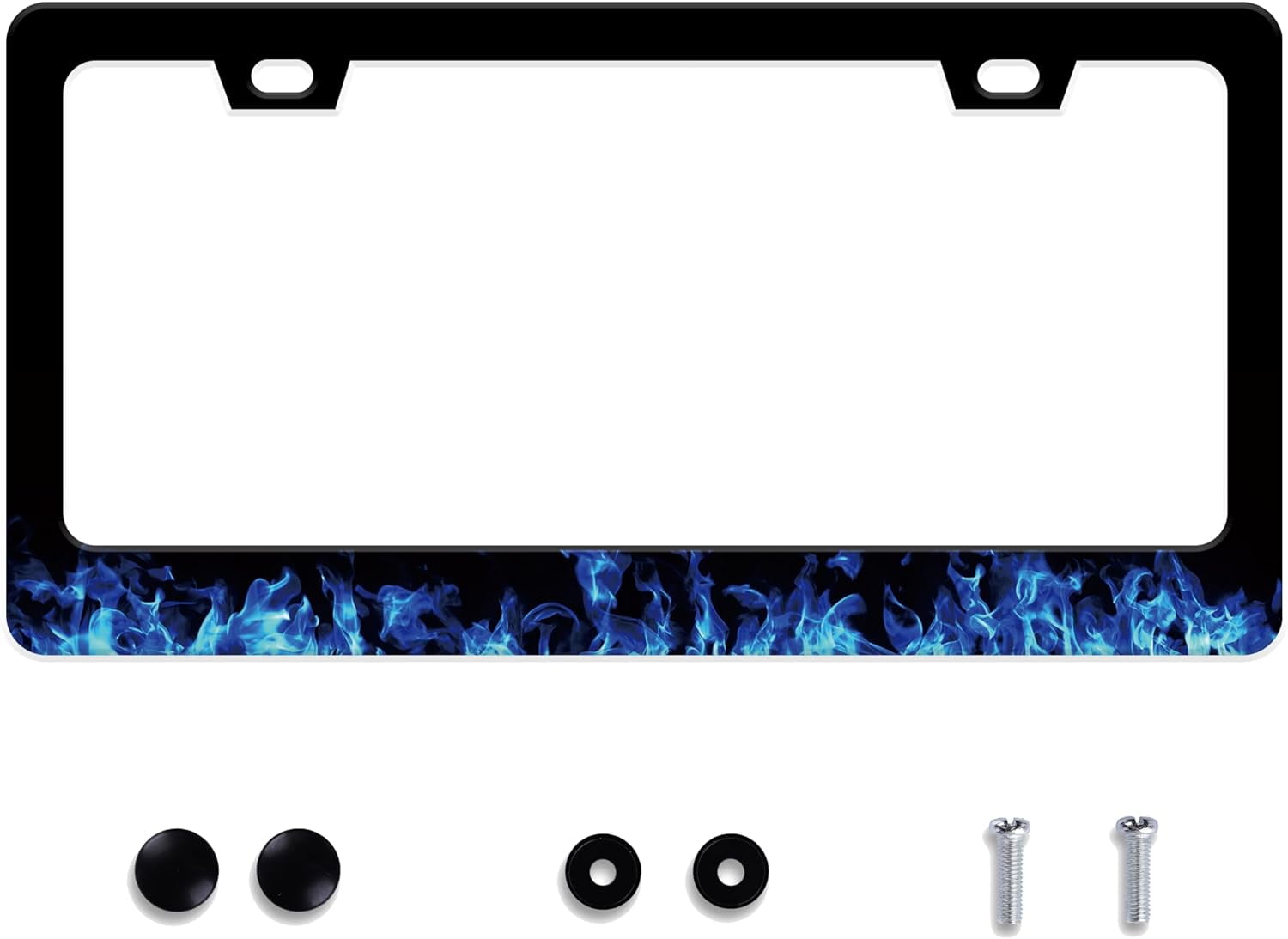 Blue Flame License Plate Frame Fire Combustion Stainless Steel License ...