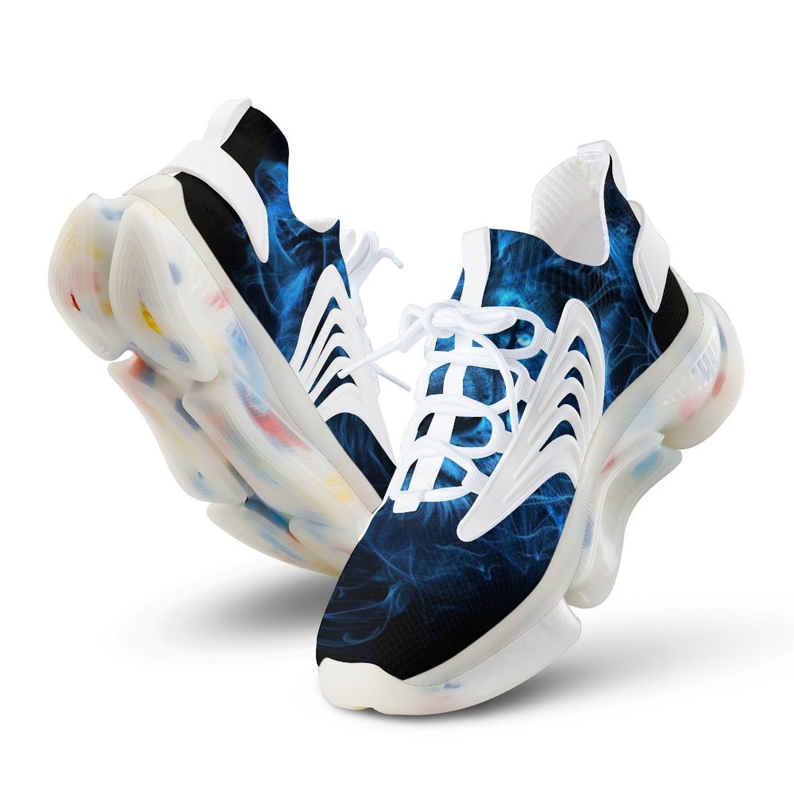 Blue Flame Lion Walking Shoes for Men Woman Lightweight Tennis Fashion ...