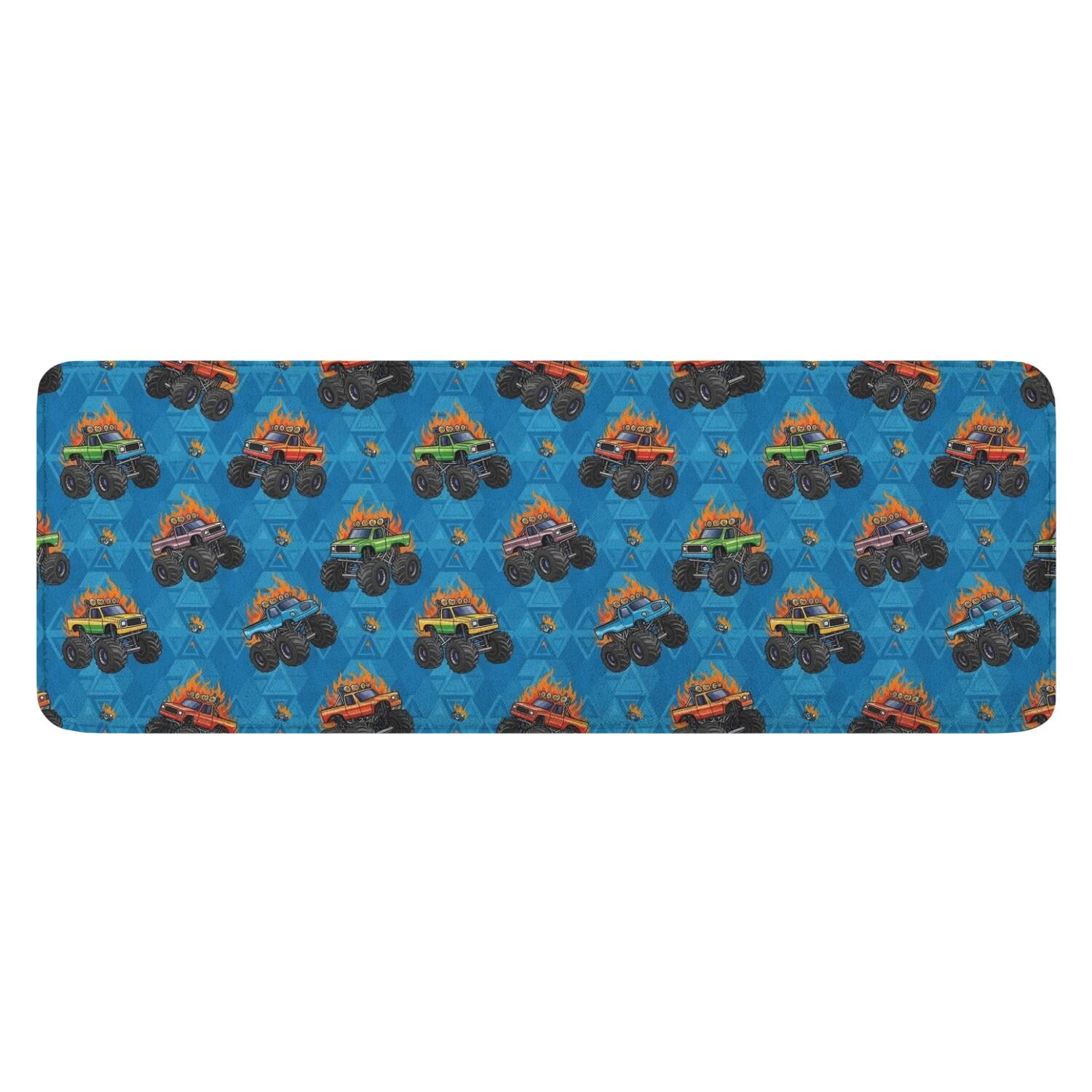 Blue Flame Monster Cartoon Trucks Pattern Kitchen Rug Mat,Kitchen ...