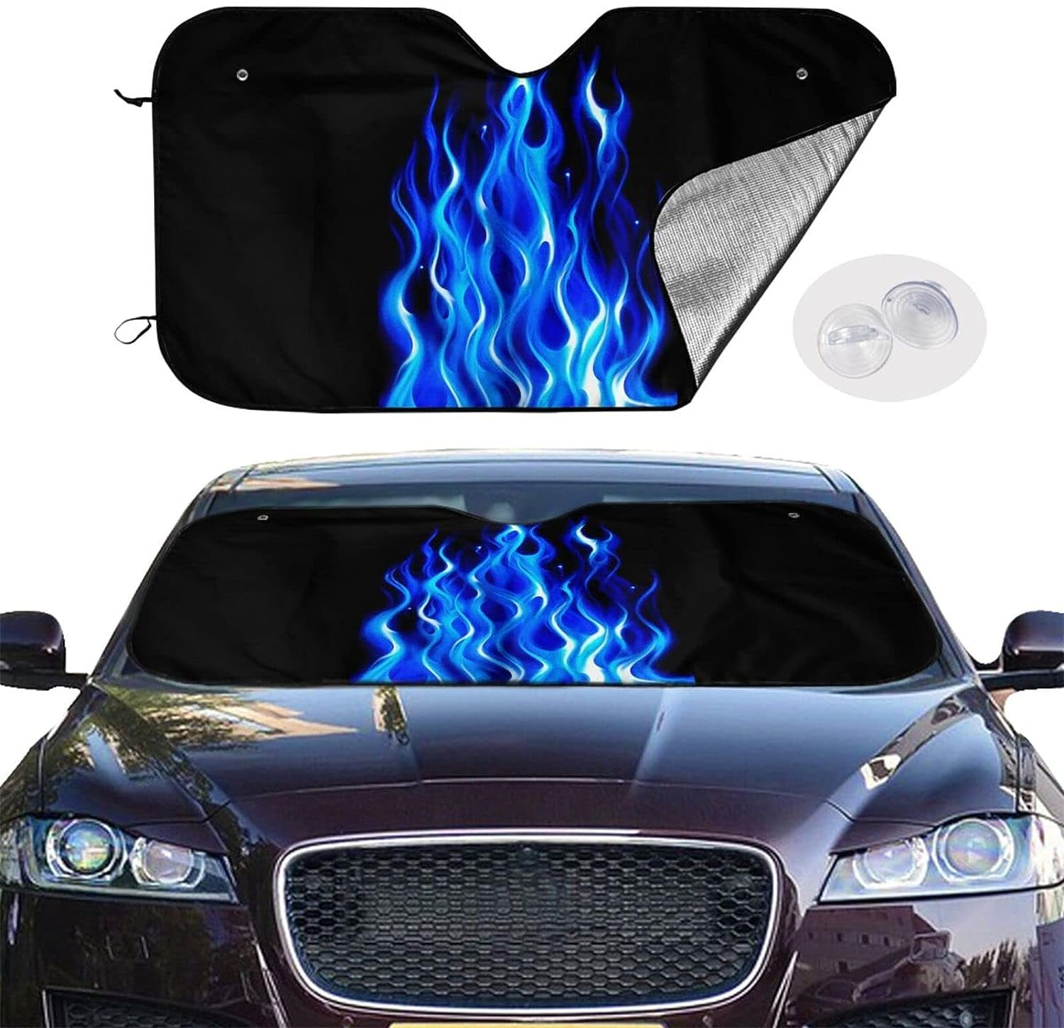 Blue Flame Painting Sun Shade Front Window Sunshade for Most Sedans SUV ...