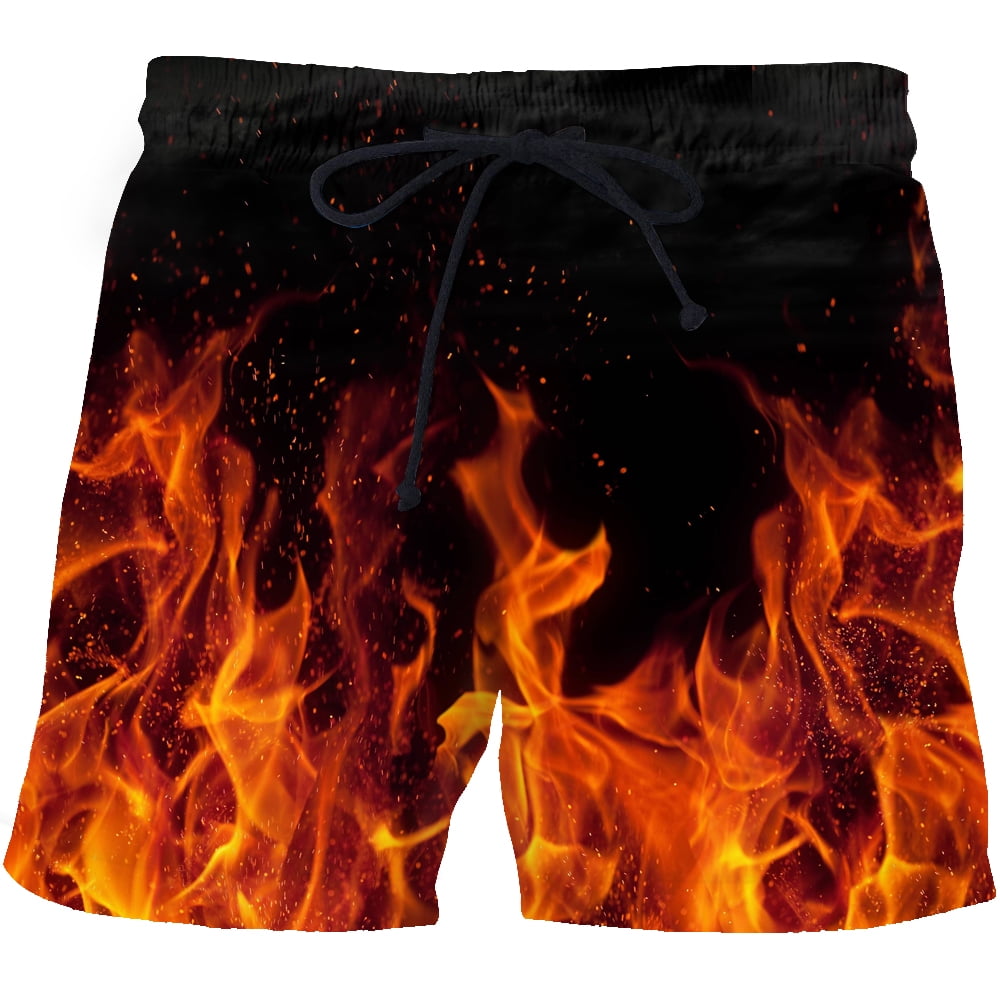 Blue Flame Swimming Shorts Scenery 3d Printed Surfing Board Shorts Kids ...