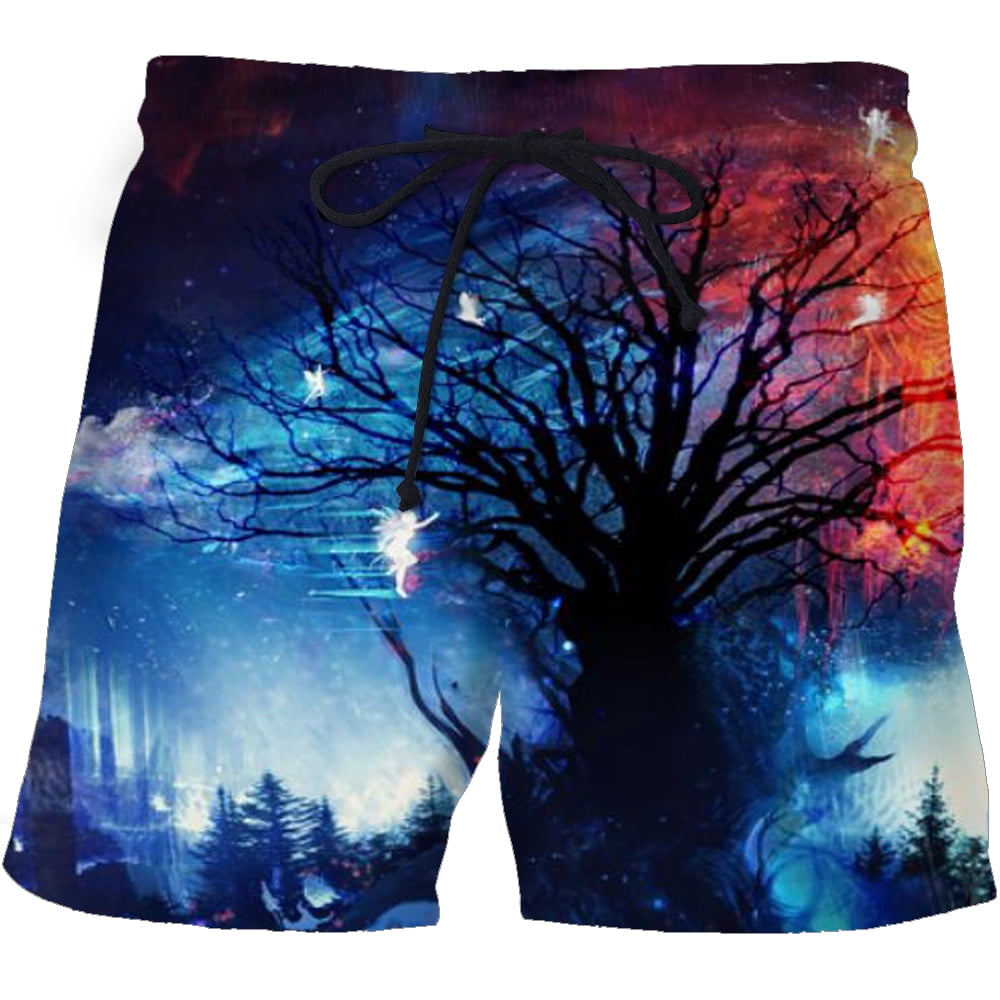 Blue Flame Swimming Shorts Scenery 3d Printed Surfing Board Shorts Kids ...