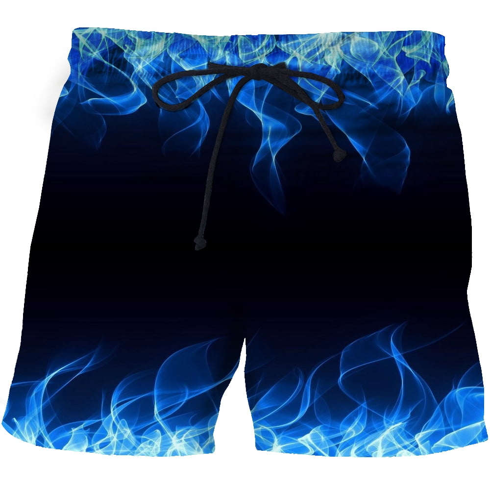 Blue Flame Swimming Shorts Scenery 3d Printed Surfing Board Shorts Kids ...