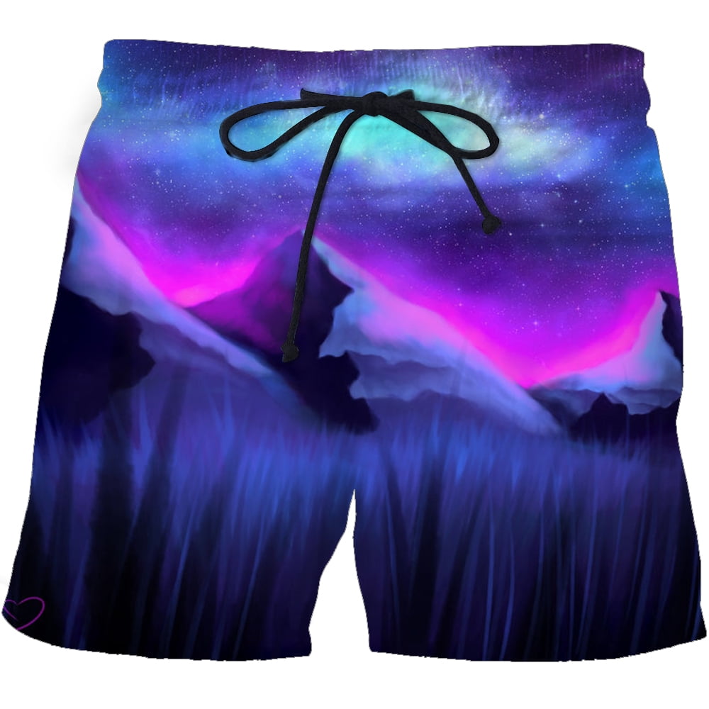 Blue Flame Swimming Shorts Scenery 3d Printed Surfing Board Shorts Kids ...