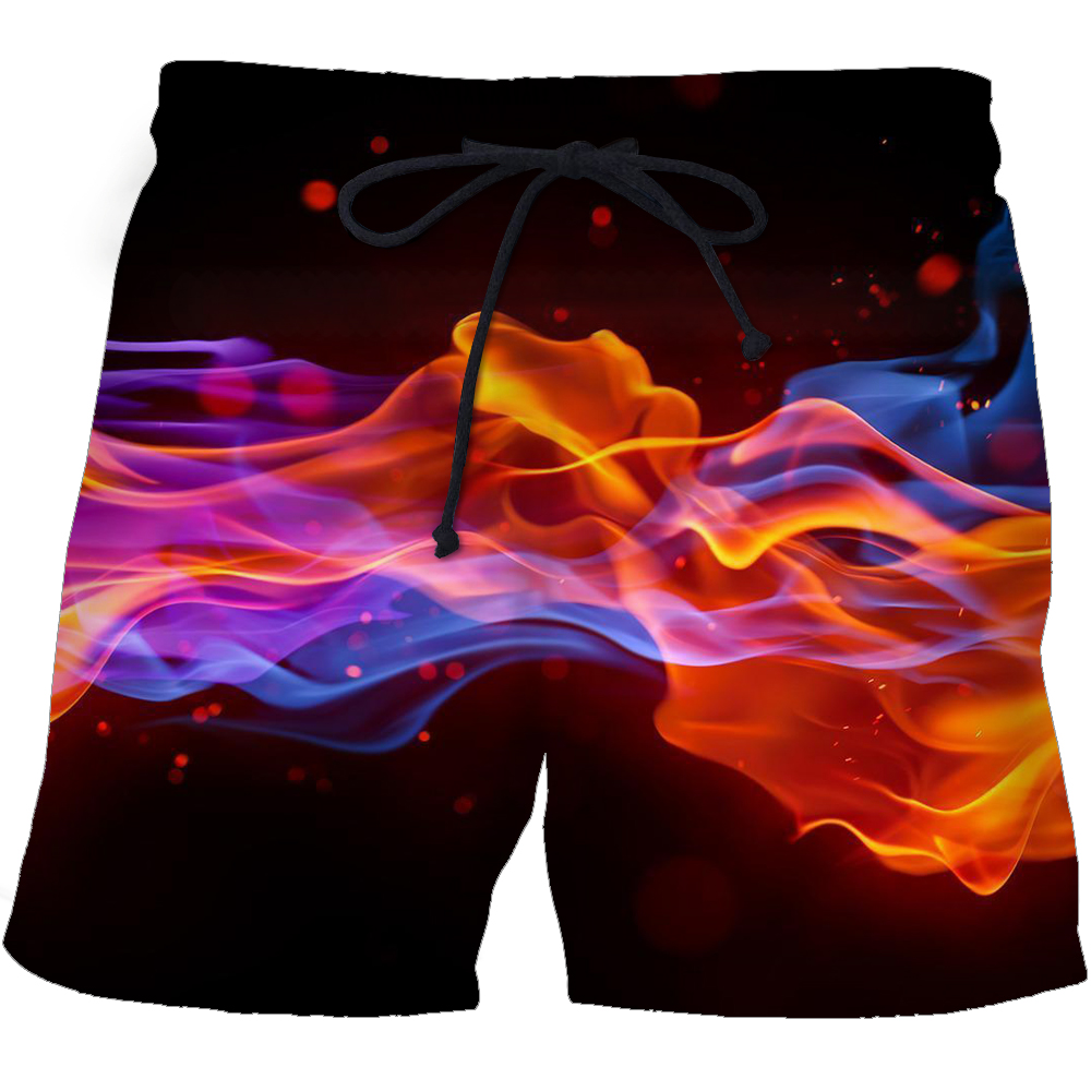 Blue Flame Swimming Shorts Scenery 3d Printed Surfing Board Shorts Kids ...
