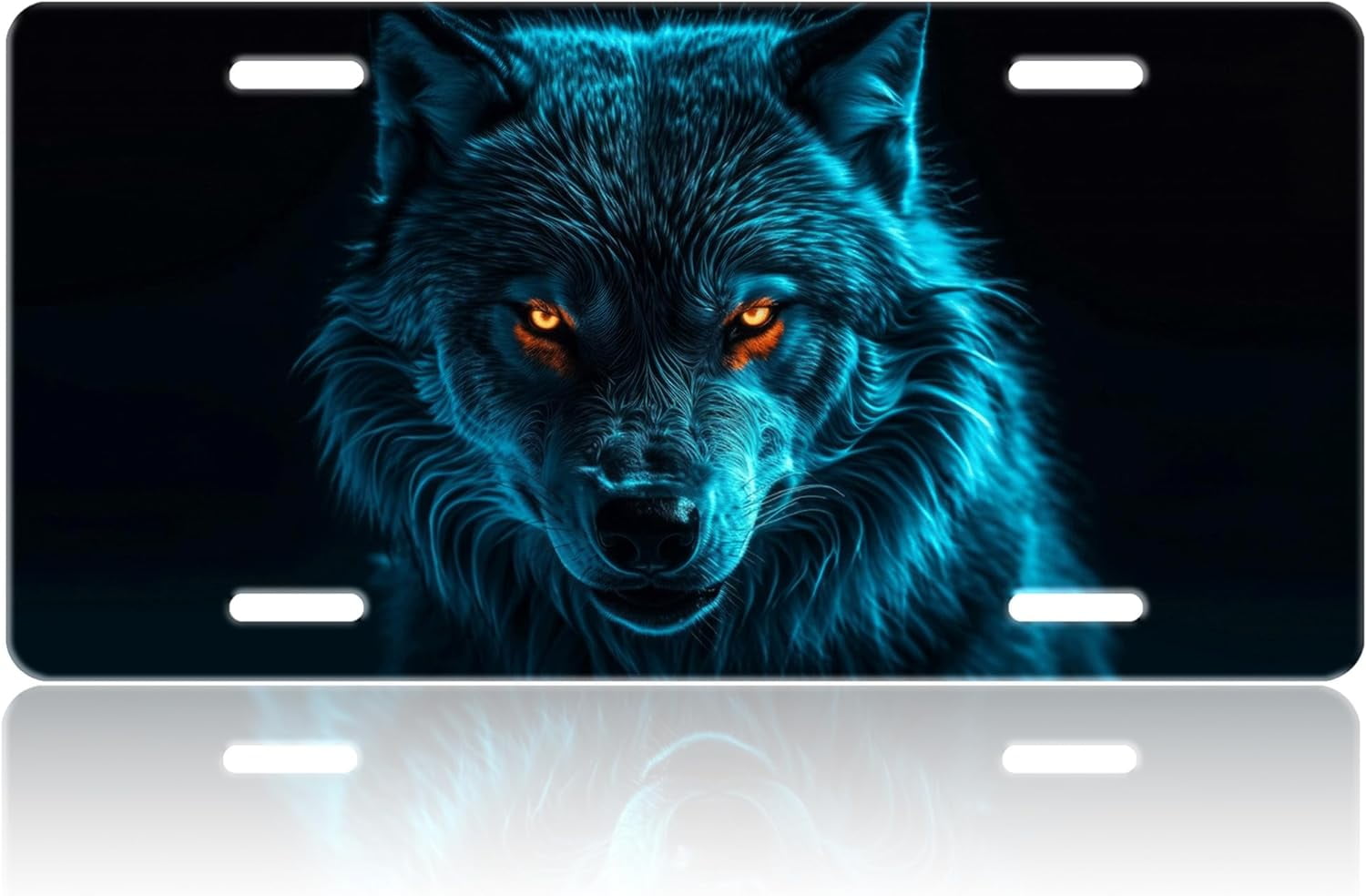 Blue Flame Wolf License Plates,Personalized Front Plates License Rust ...
