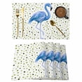 Blue Flamingo Cotton Linen Placemats Set of 12, Art Green Polka Dots ...