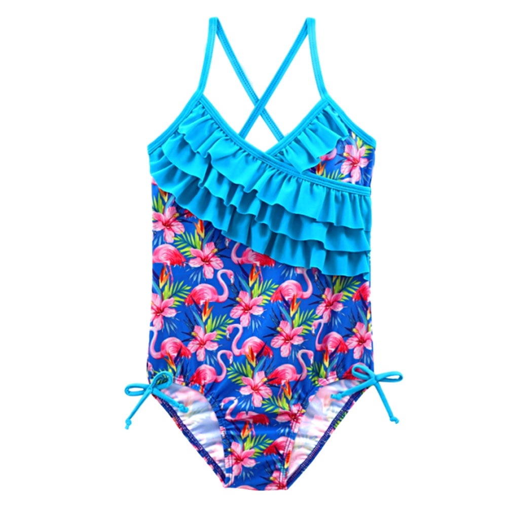 Blue Flamingo Printing Swimwear Quick Drying One Piece Beach Bikini