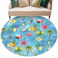 Blue Flamingos Round Rug 6ft Washable Circle Kitchen Rugs Non Slip ...