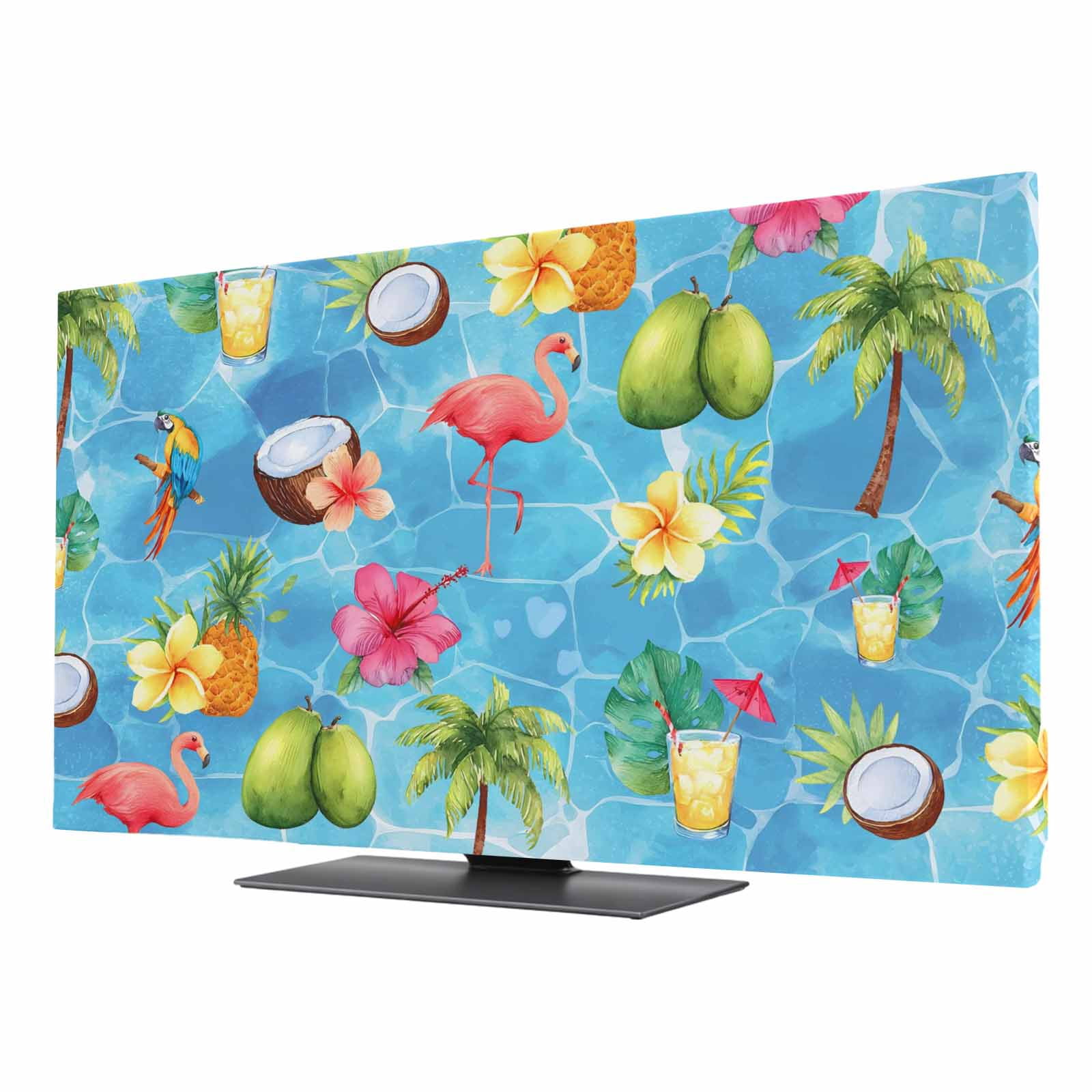 Blue Flamingos TV Cover for 32 Inch Screen, Stretch Fabric Dustproof TV ...