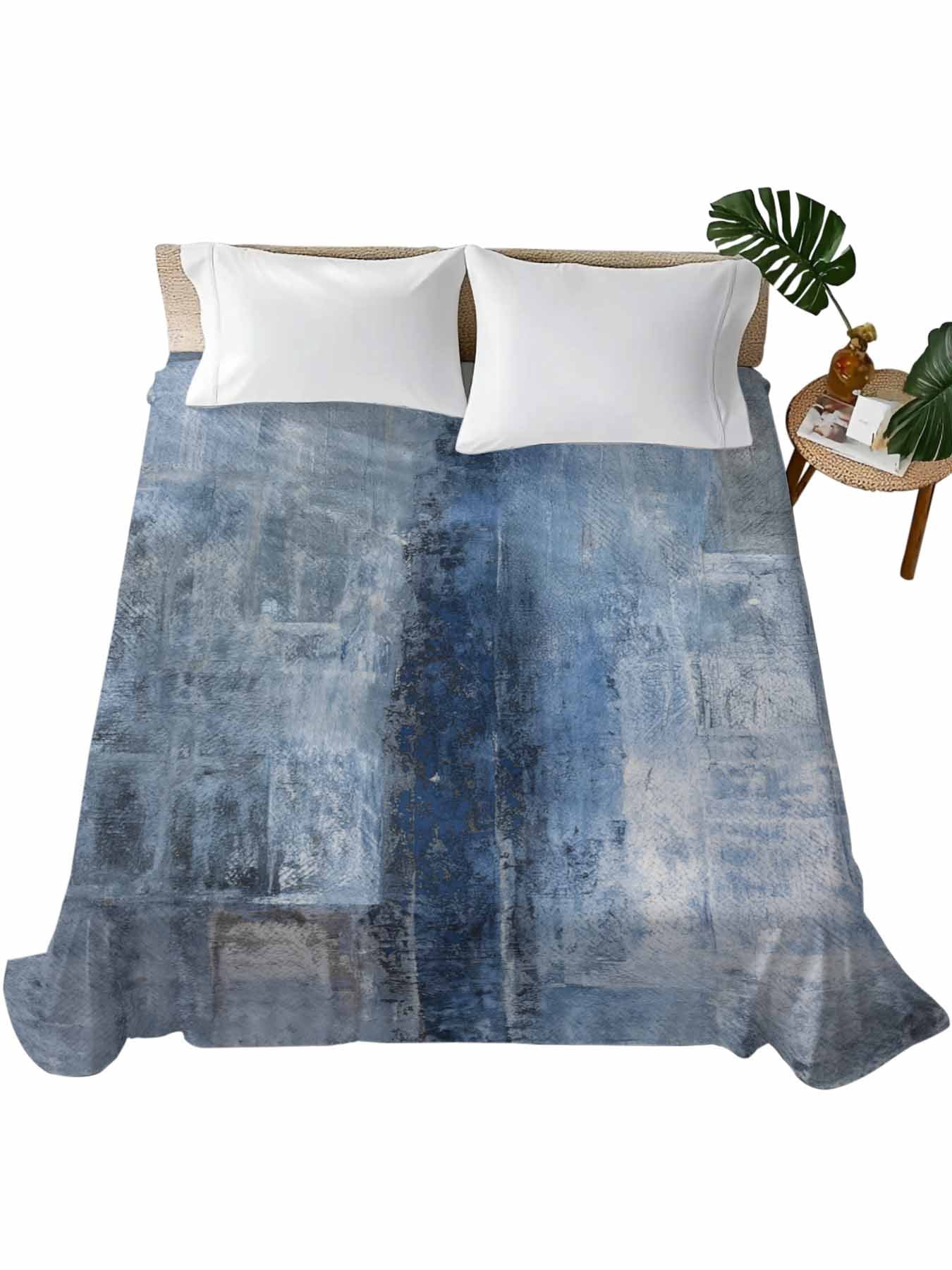 Blue Flat Sheets Only Full Size, Soft Breathable Bed Top Sheets for ...