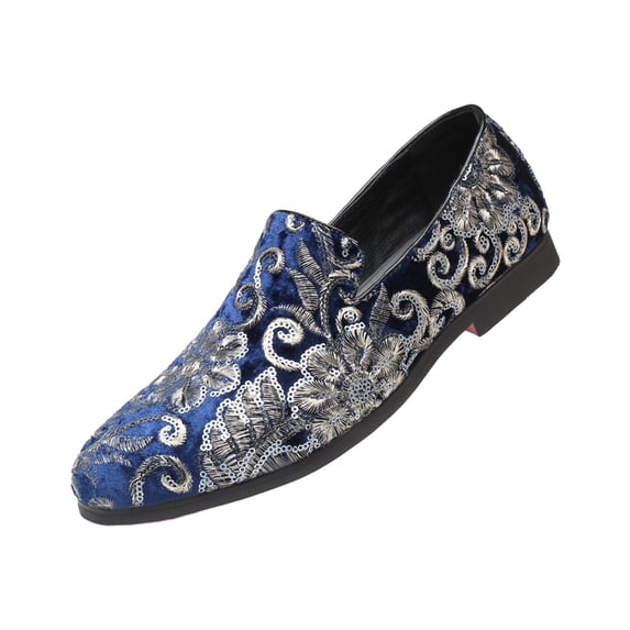 Blue Flat Sole Flock Suede Loafers For Men Casual Comfortable For ...