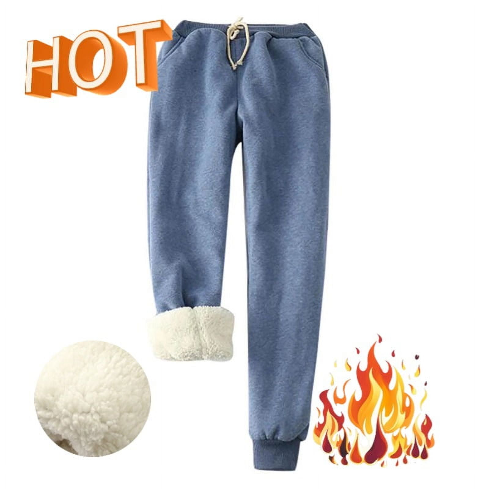 Blue Fleece Lined Leggings Women Sherpa Warm Fleece Leggings Fuzzy Fur ...