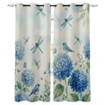 Blue Flora Blackout Curtains for Bedroom/Living Room, Thermal Insulated ...