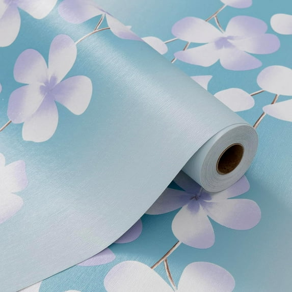 Blue Flora Peel and Stick Wallpaper 20.8"x394" Thick Slight Embossed ...