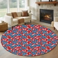 Blue Floral 6FT Round Area Rugs for Living Room Flower Leaves Farmhouse ...