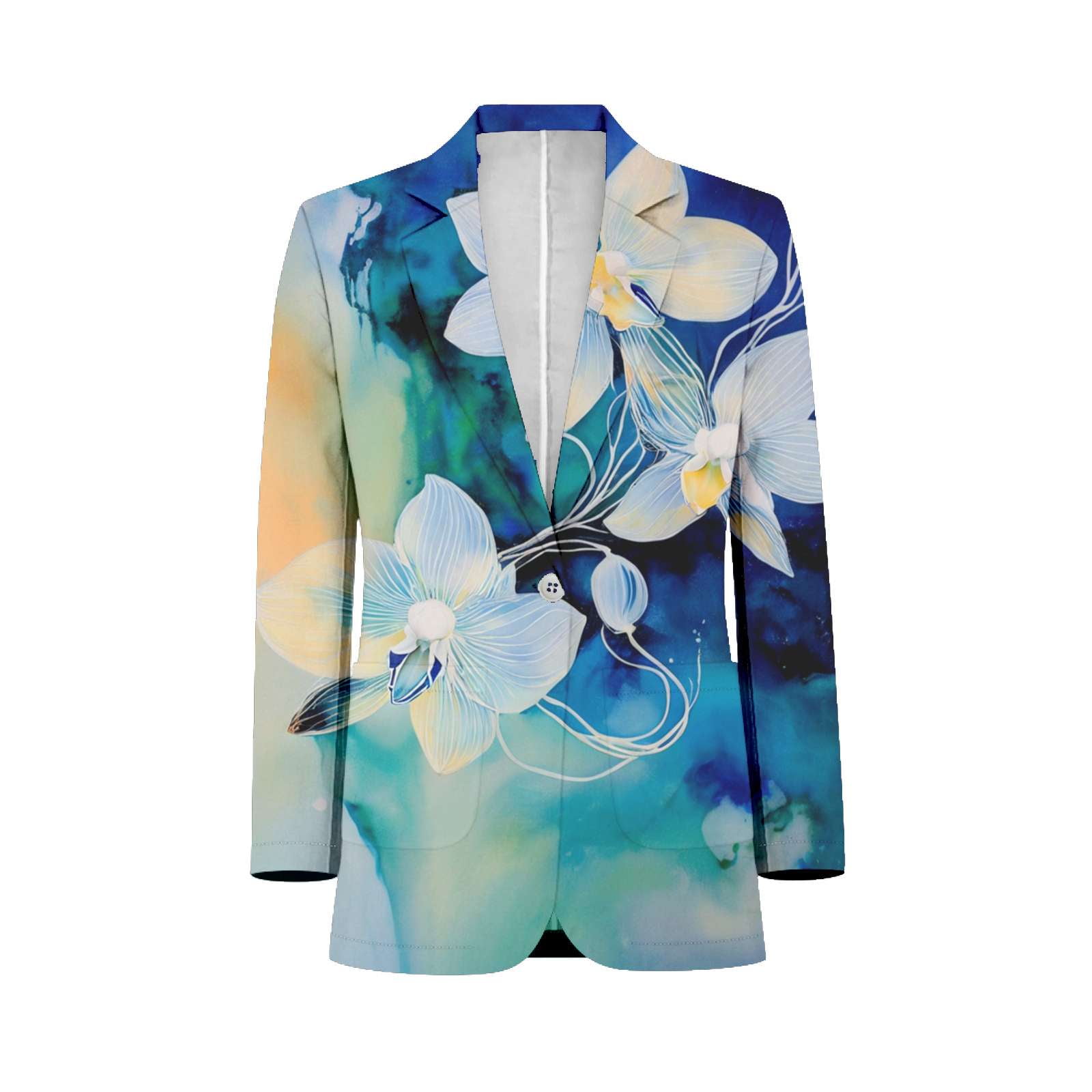 Blue Floral Abstract Art Customized Men's Suits full man Shawl Collar ...