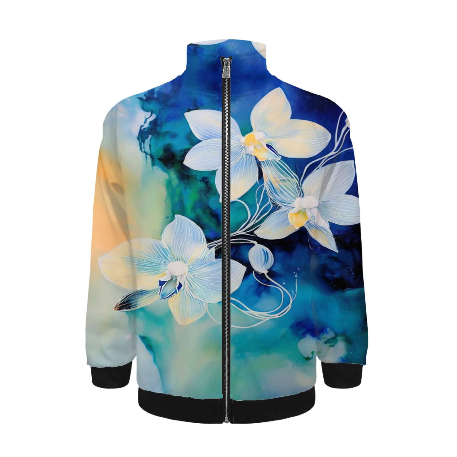 Blue Floral Abstract Art Jacket Men's Street Cool Long Sleeves Coat ...
