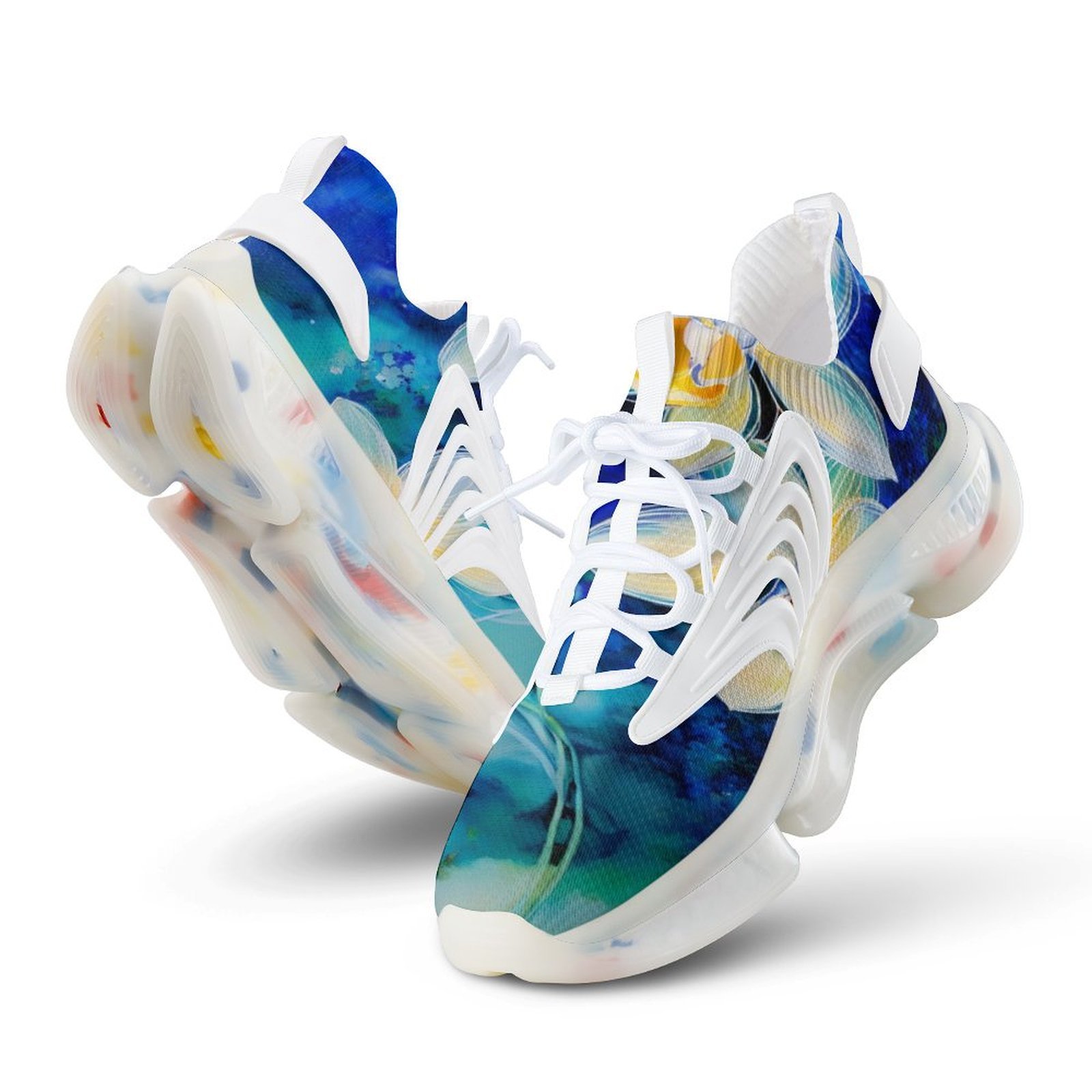 Blue Floral Abstract Art Walking Shoes for Men Woman Lightweight Tennis ...