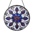 Blue Floral Art Glass Suncatcher – Decorative Pattern Window Hanging ...