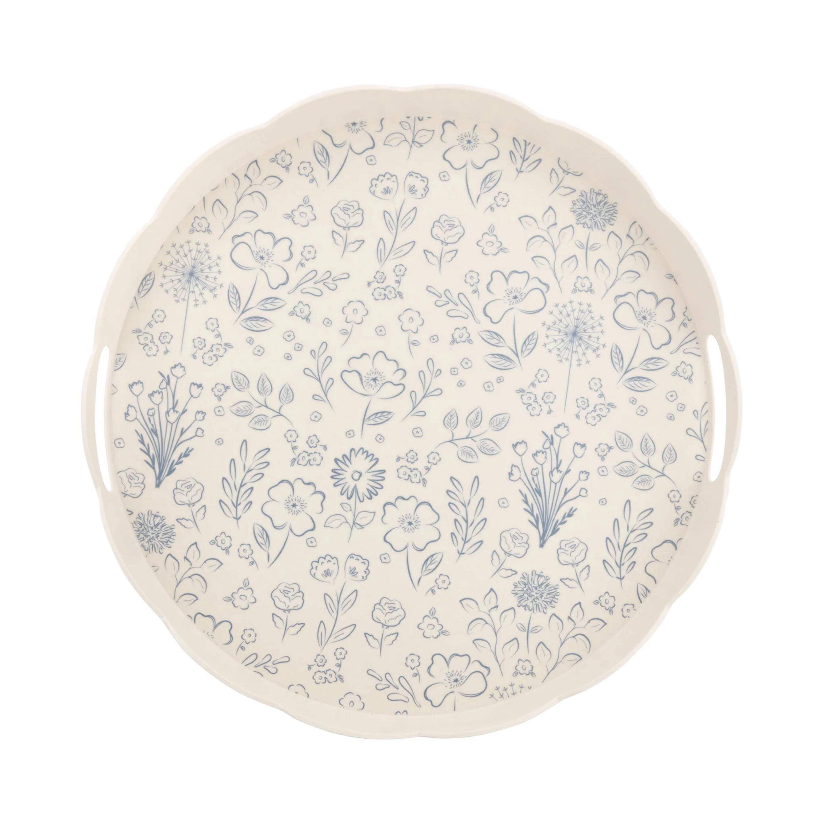 Blue Floral Bamboo Melamine Serving Tray - Walmart.com