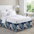 Blue Floral Bed Skirt Queen Size 16 Inch Drop, Summer Spring White Blue ...