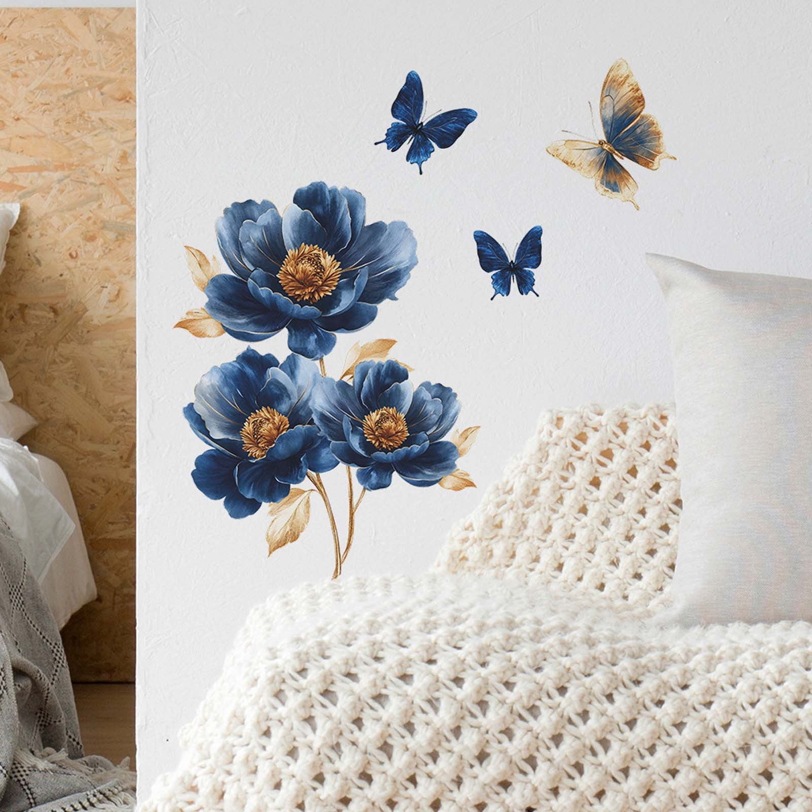 Blue Floral Bedroom Living Room Entrance Home Background Beautification ...