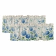 Blue Floral Bird 2 Panels Kitchen Valance, Summer Blue Flower Dragonfly ...